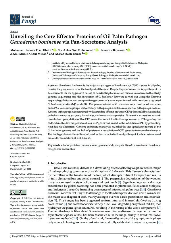 (PDF) Unveiling the Core Effector Proteins of Oil Palm Pathogen ...