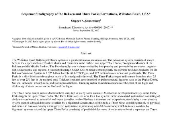(PDF) Sequence Stratigraphy of the Bakken and Three Forks Formations ...