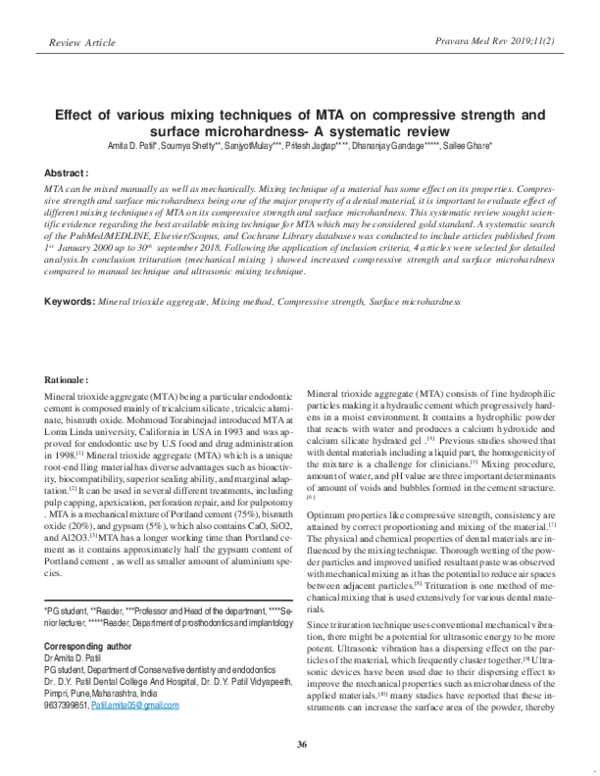 (PDF) Effect of various mixing techniques of MTA on compressive ...