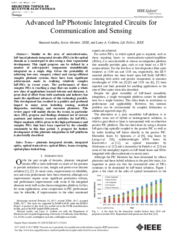 (PDF) Advanced InP Photonic Integrated Circuits for Communication and Sensing