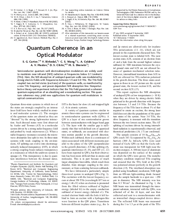 (PDF) Quantum Coherence in an Optical Modulator
