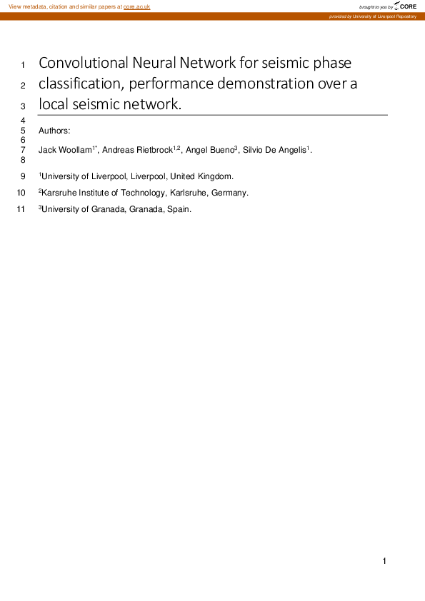 (PDF) Convolutional Neural Network for Seismic Phase Classification, Performance Demonstration ...