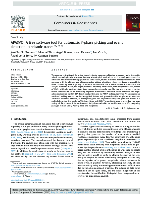 (PDF) APASVO: A free software tool for automatic P-phase picking and event detection in seismic ...