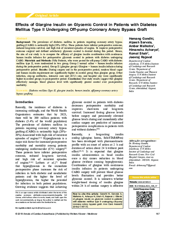 (PDF) Effects of Glargine Insulin on Glycemic Control in Patients with ...