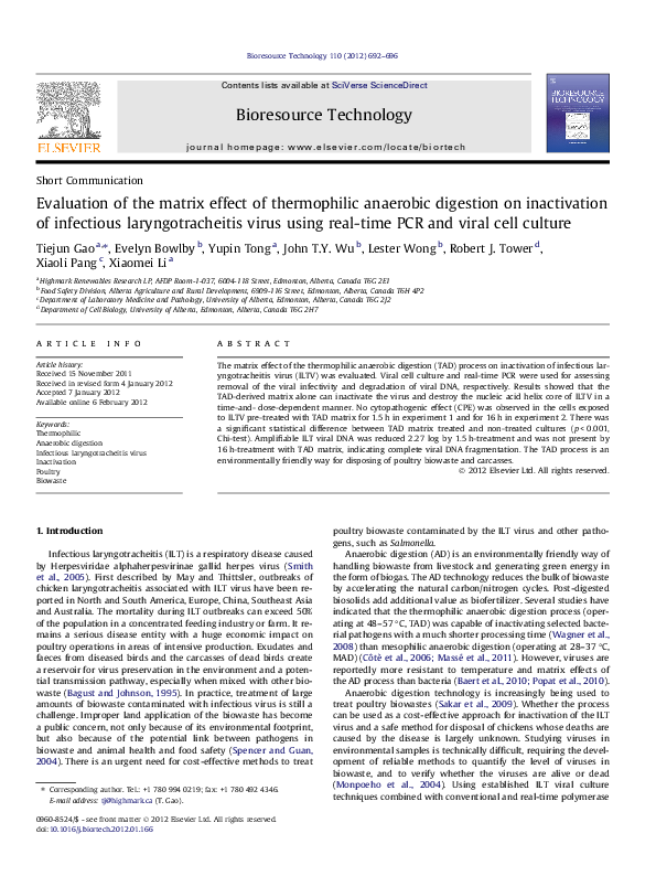 (PDF) Evaluation of the matrix effect of thermophilic anaerobic ...