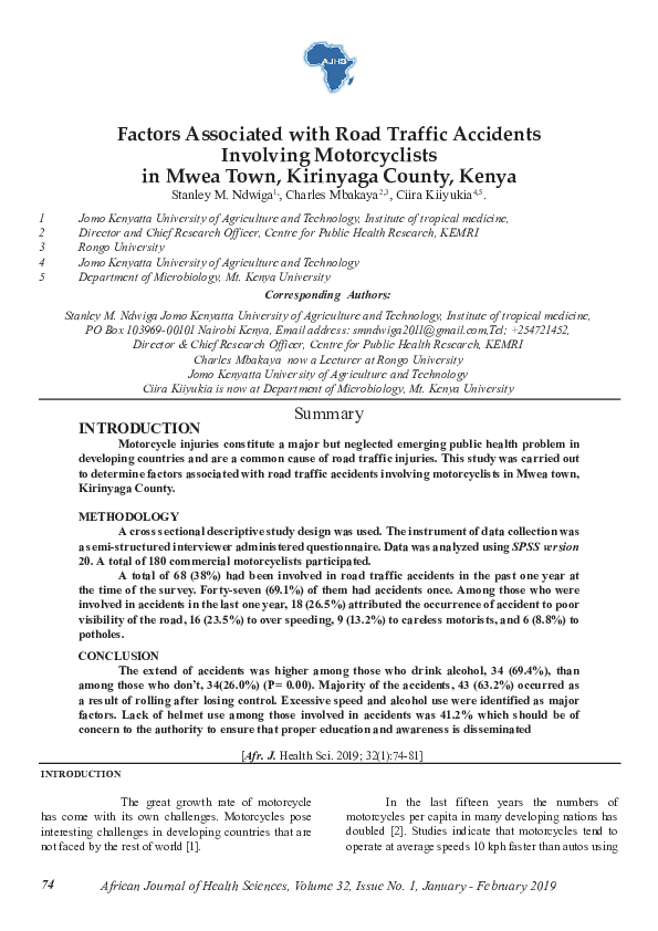 (PDF) Factors associated with road traffic accidents involving ...
