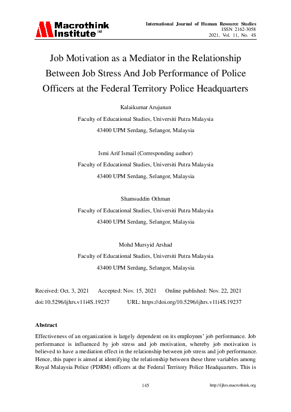 (PDF) Job Motivation as a Mediator in the Relationship Between Job ...