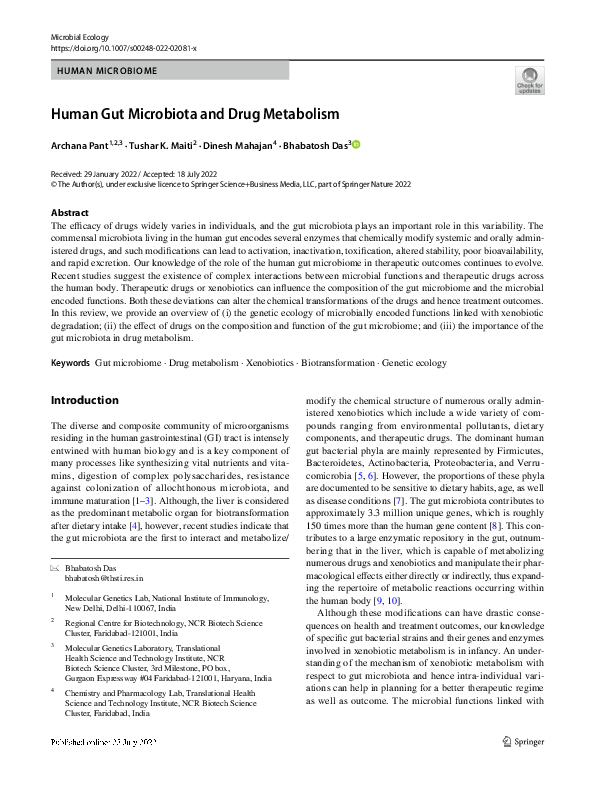 (PDF) Human Gut Microbiota and Drug Metabolism