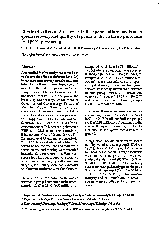 (PDF) Effects of different Zinc levels in the sperm culture medium on ...