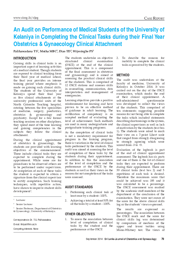 (PDF) An audit on performance of medical students of the University of ...