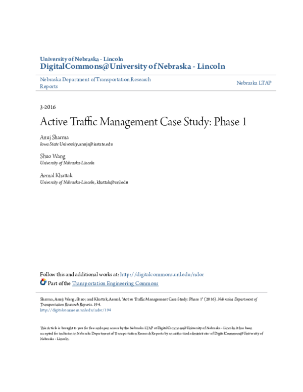 (PDF) Active traffic management case study: phase 1 : final report