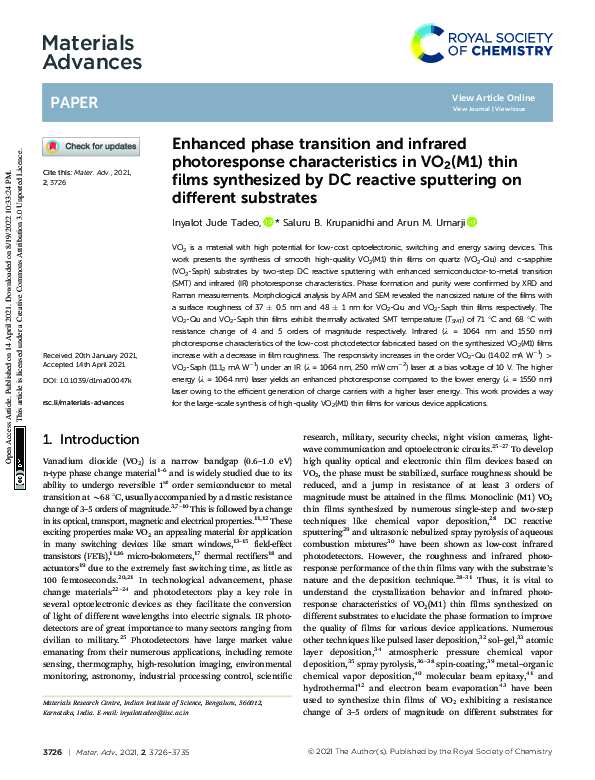 (PDF) Enhanced phase transition and infrared photoresponse ...