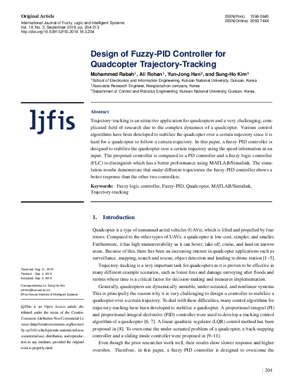Pdf Design Of Fuzzy Pid Controller For Quadcopter Trajectory Tracking 6015