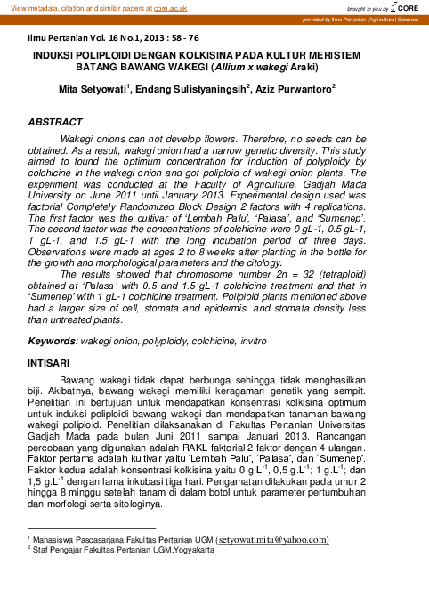 (PDF) Induksi Poliploidi dengan Kolkisina pada Kultur Meristem Batang ...