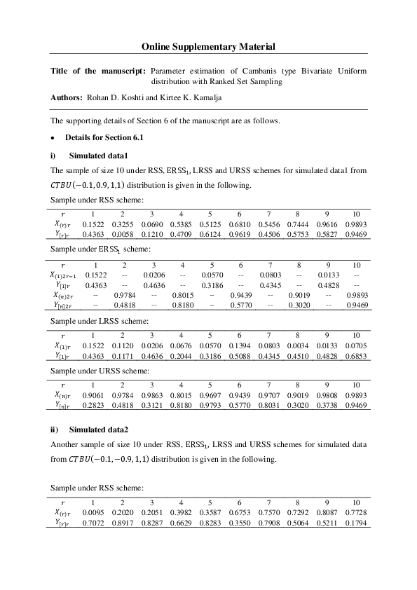 Pdf Parameter Estimation Of Cambanis Type Bivariate Uniform Distribution With Ranked Set
