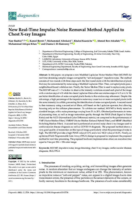 (PDF) New Real-Time Impulse Noise Removal Method Applied to Chest X-ray Images