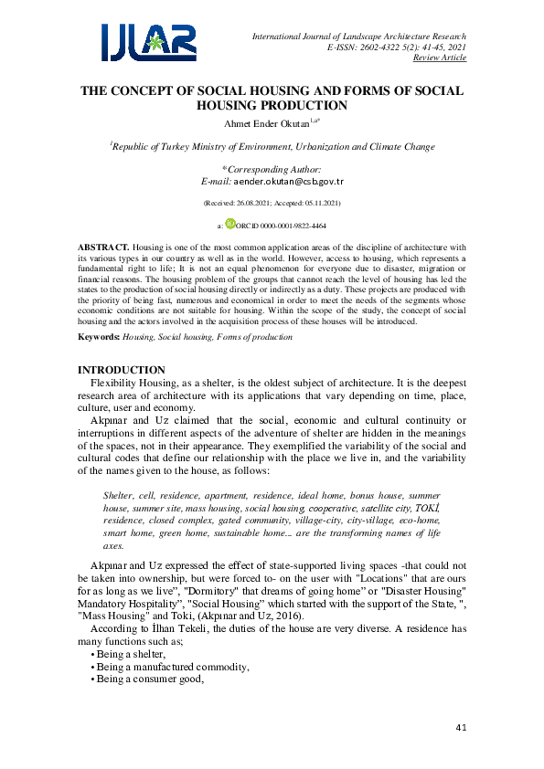(PDF) THE CONCEPT OF SOCIAL HOUSING AND FORMS OF SOCIAL HOUSING PRODUCTION