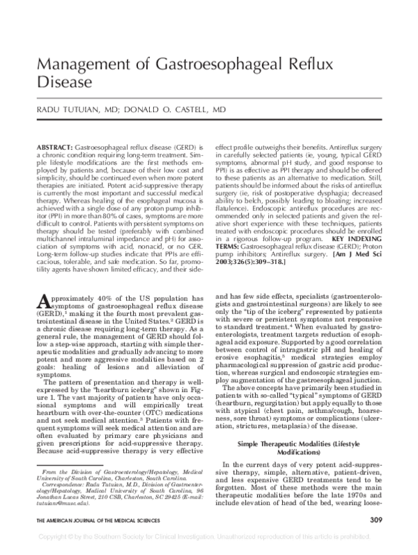 (PDF) Management of Gastroesophageal Reflux Disease