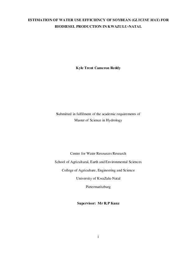 Pdf Estimation Of Water Use Efficiency Of Soybean Glycine Max For Biodiesel Production In