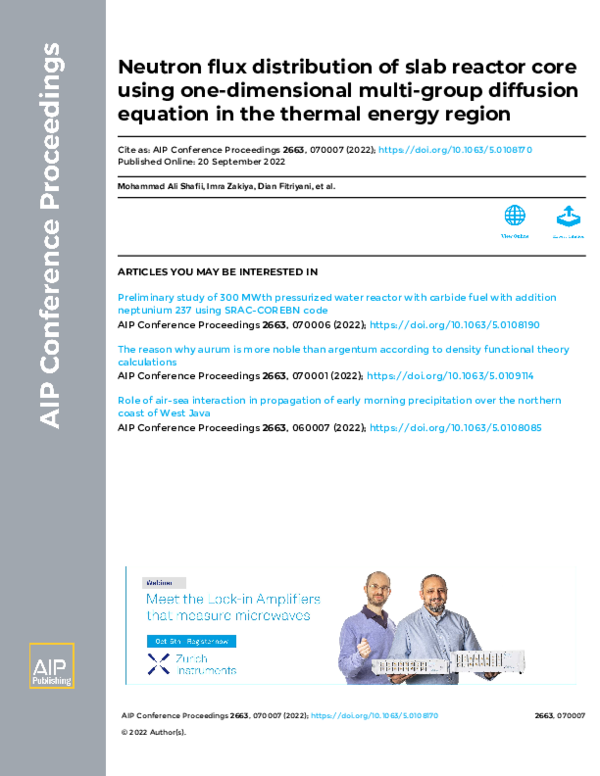 (PDF) Neutron flux distribution of slab reactor core using one-dimensional multi-group diffusion ...