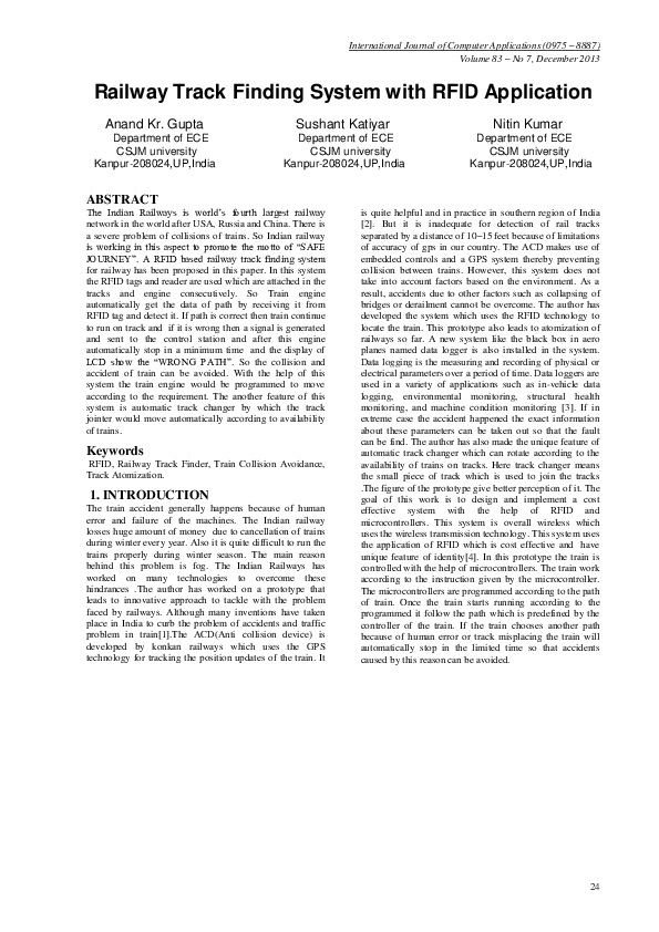 (PDF) Railway Track Finding System with RFID Application