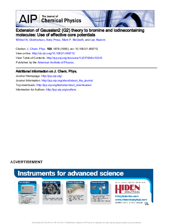 (PDF) Extension of Gaussian‐2 (G2) theory to bromine‐ and iodine ...