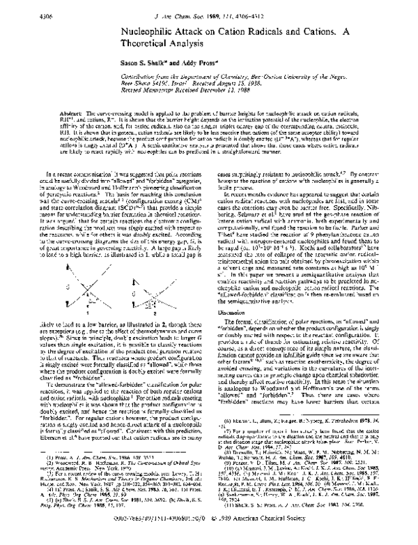 (PDF) Nucleophilic attack on cation radicals and cations. A theoretical ...