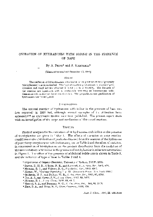 (PDF) Oxidation of hydrazones with iodine in the presence of base