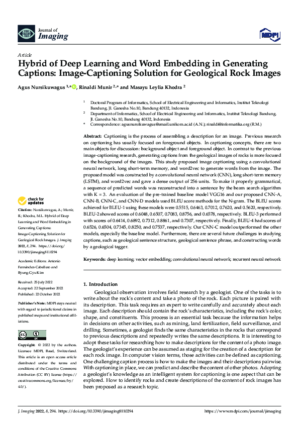 Pdf Hybrid Of Deep Learning And Word Embedding In Generating Captions
