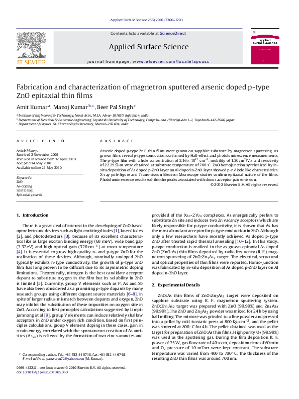 Pdf Fabrication And Characterization Of Magnetron Sputtered Tco Metal Tco Multilayers