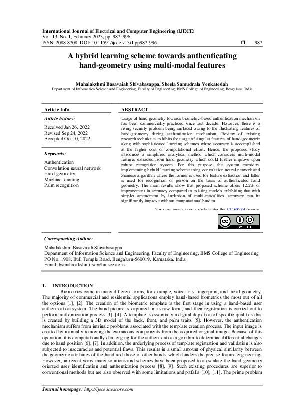 Pdf A Hybrid Learning Scheme Towards Authenticating Hand Geometry Using Multi Modal Features