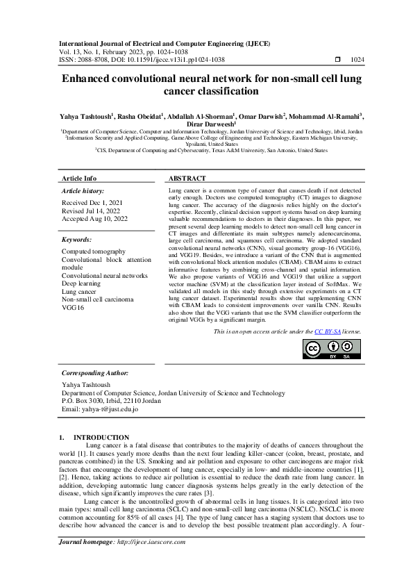 Pdf Enhanced Convolutional Neural Network For Non Small Cell Lung Cancer Classification