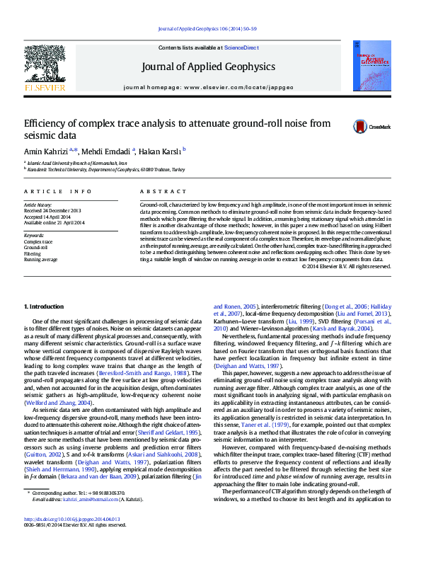 (PDF) Efficiency of complex trace analysis to attenuate ground-roll ...