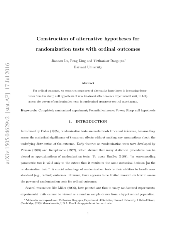 Pdf Construction Of Alternative Hypotheses For Evaluation Of