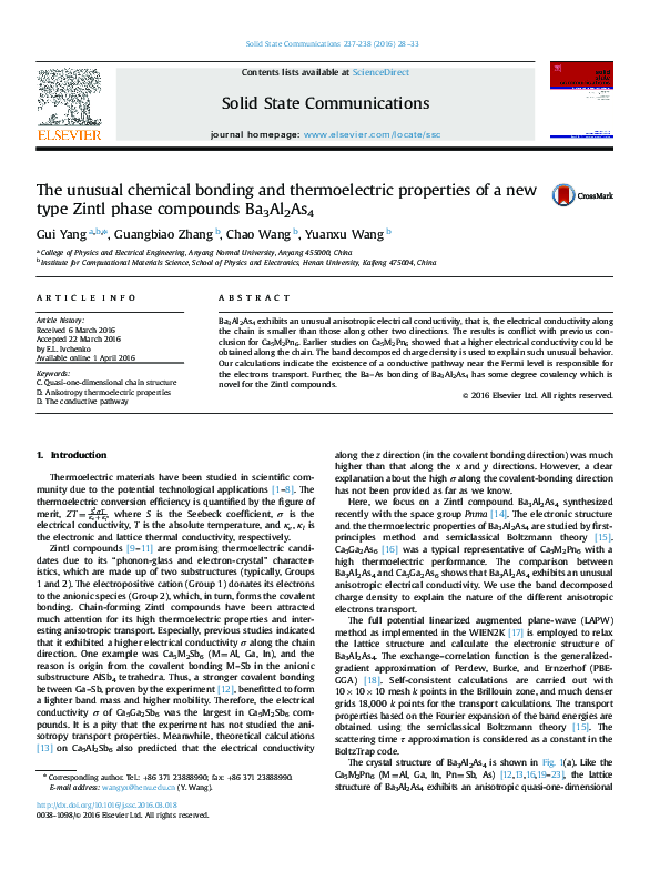 (PDF) The unusual chemical bonding and thermoelectric properties of a ...