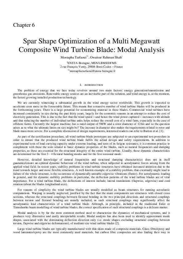 Pdf Chapter 6 Spar Shape Optimization Of A Multi Megawatt Composite