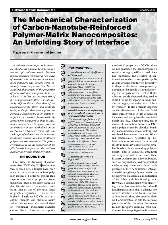 (PDF) The mechanical characterization of carbon-nanotube-reinforced polymer-matrix ...
