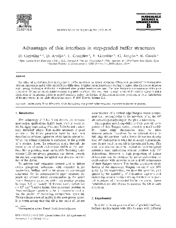 Pdf Advantages Of Thin Interfaces In Step Graded Buffer Structures
