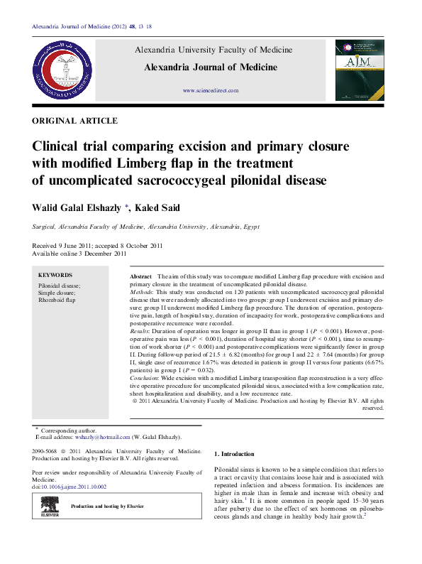 (PDF) Clinical trial comparing excision and primary closure with ...