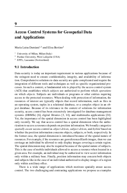 Access Control Systems for Geospatial Data and Applications