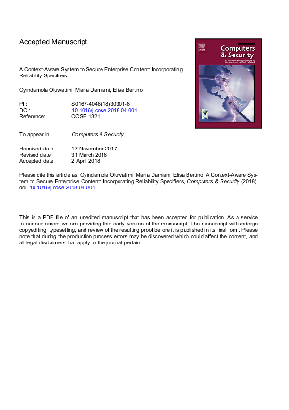 Pdf A Context Aware System To Secure Enterprise Content