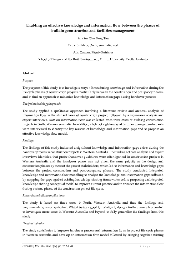 (PDF) Enabling an effective knowledge and information flow between the phases of building ...