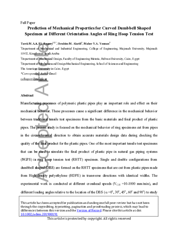 (PDF) Prediction of Mechanical Properties for Curved Dumbbell‐Shaped ...