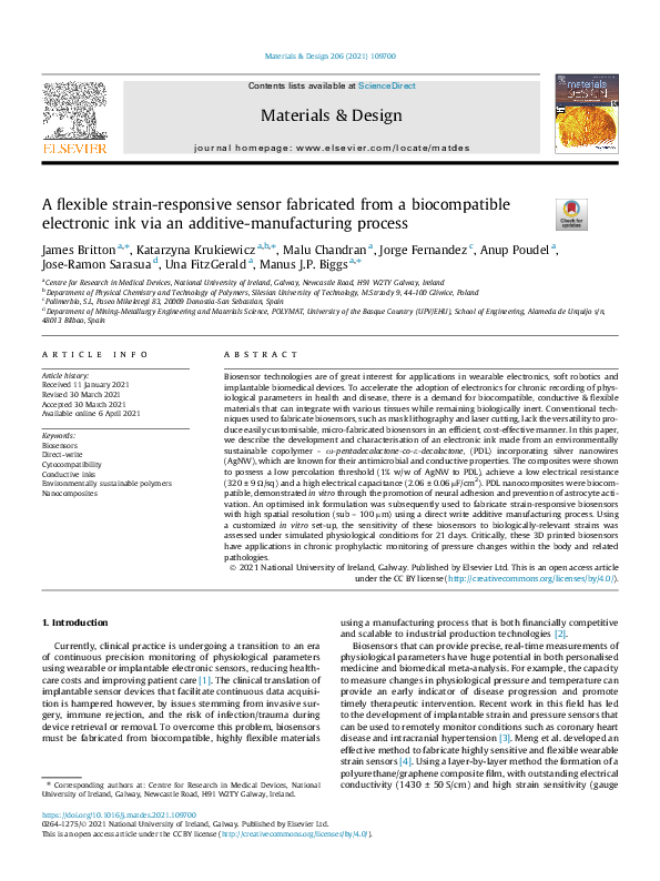 (PDF) A flexible strain-responsive sensor fabricated from a ...