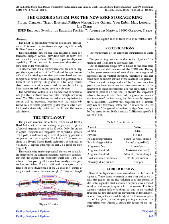 (PDF) The Girders System for the New ESRF Storage Ring