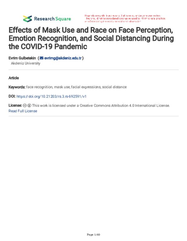 (PDF) Effects of Mask Use and Race on Face Perception, Emotion ...