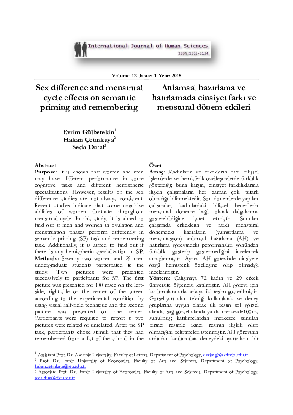 (PDF) Sex difference and menstrual cycle effects on semantic priming and remembering Anlamsal ...