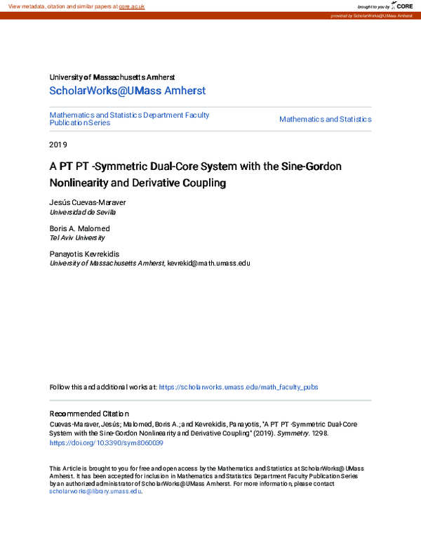 (PDF) A PT PT -Symmetric Dual-Core System with the Sine-Gordon ...