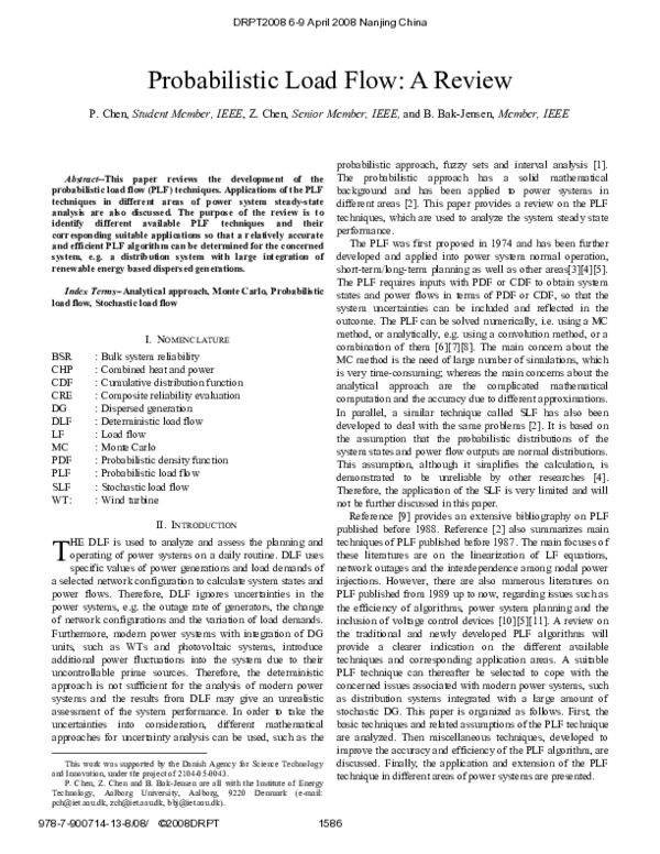 (PDF) Probabilistic load flow: A review
