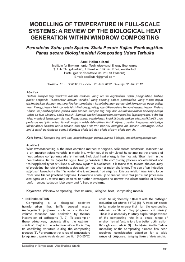 (PDF) Modelling of Temperature in Full-Scale Systems: A Review of the ...